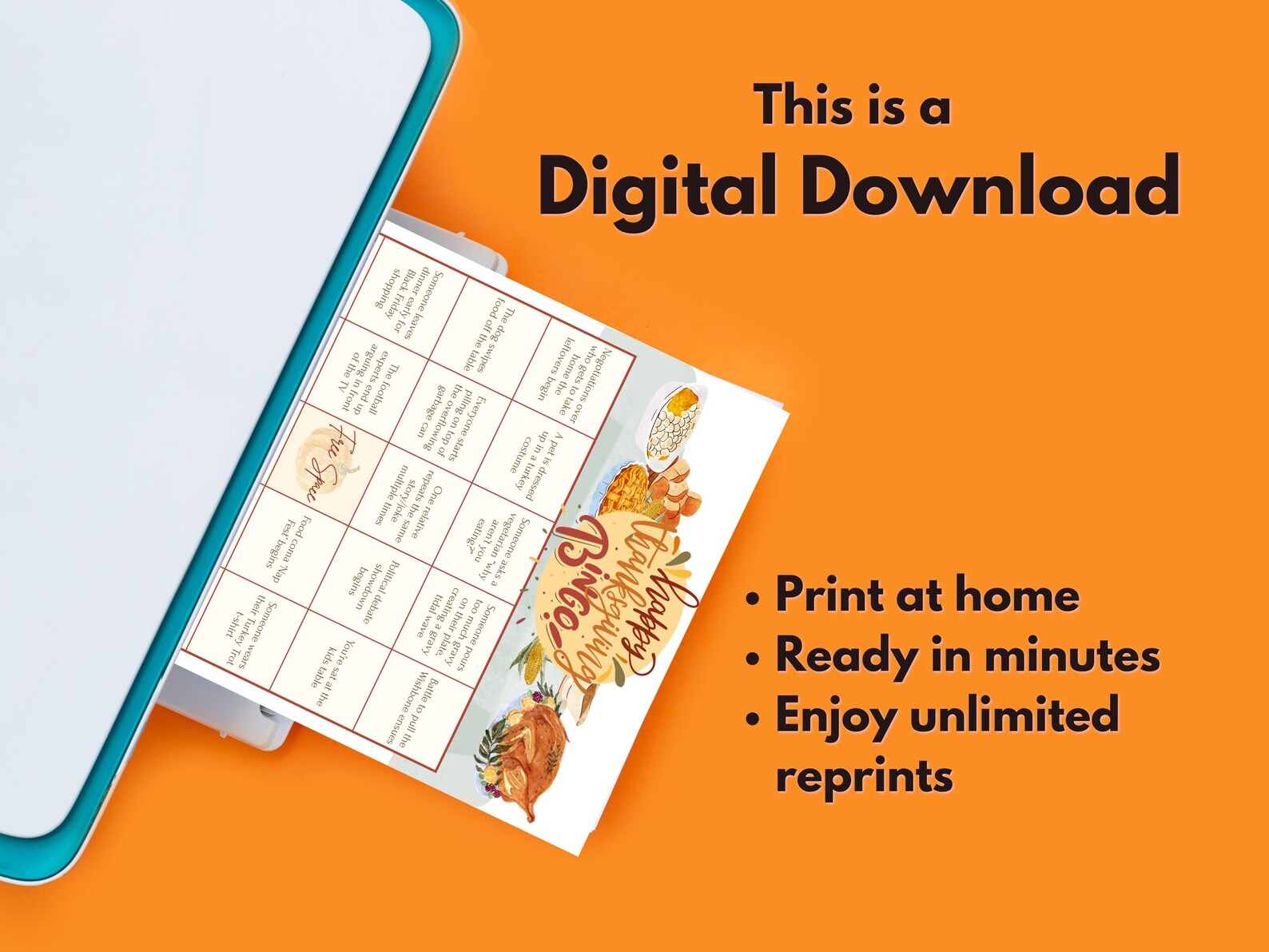 Thanksgiving Bingo Cards Printable Friendsgiving Games Cousin ...
