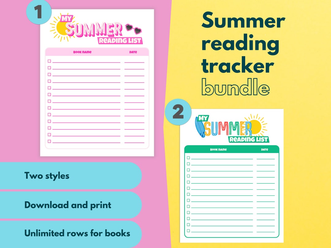 Reading Tracker Summer Organizer Bundle Teen Summer Book Log Kids ...