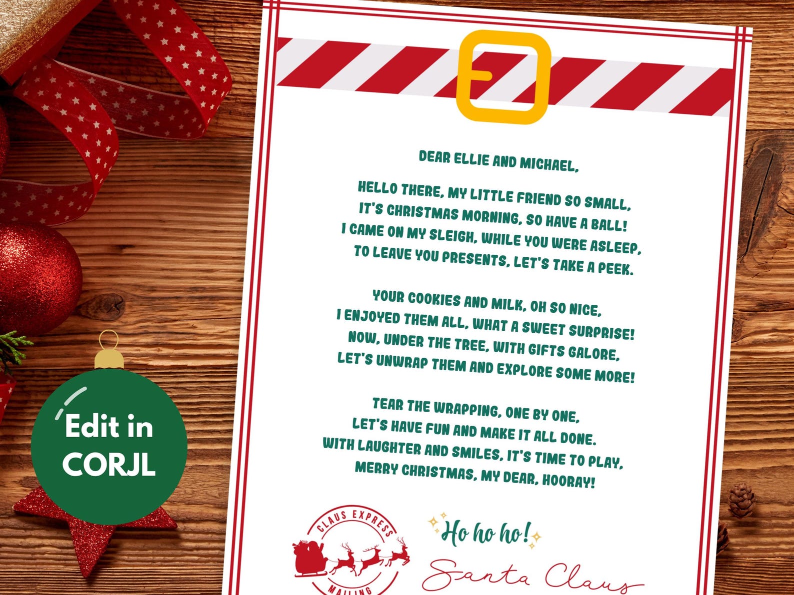 Letter From Santa Template Printable, Christmas Morning Santa Letters ...