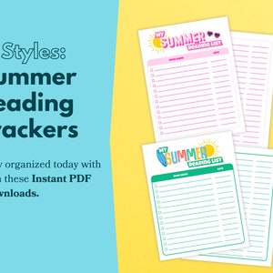 Reading Tracker Summer Organizer Bundle Teen Summer Book Log Kids ...