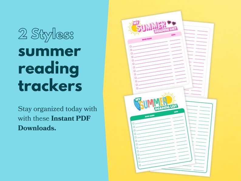 Reading Tracker Summer Organizer Bundle Teen Summer Book Log Kids ...