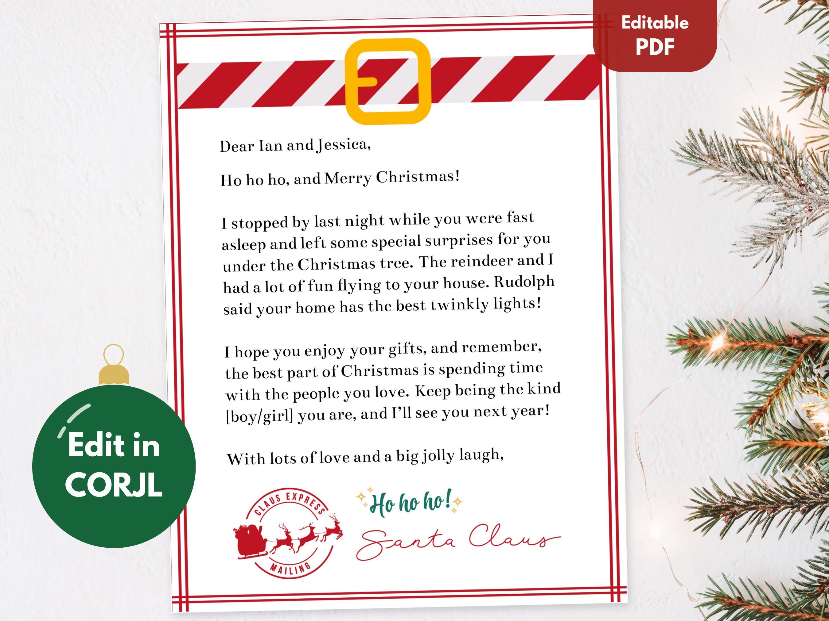 Letter From Santa Template Printable, Christmas Morning Santa Letters ...