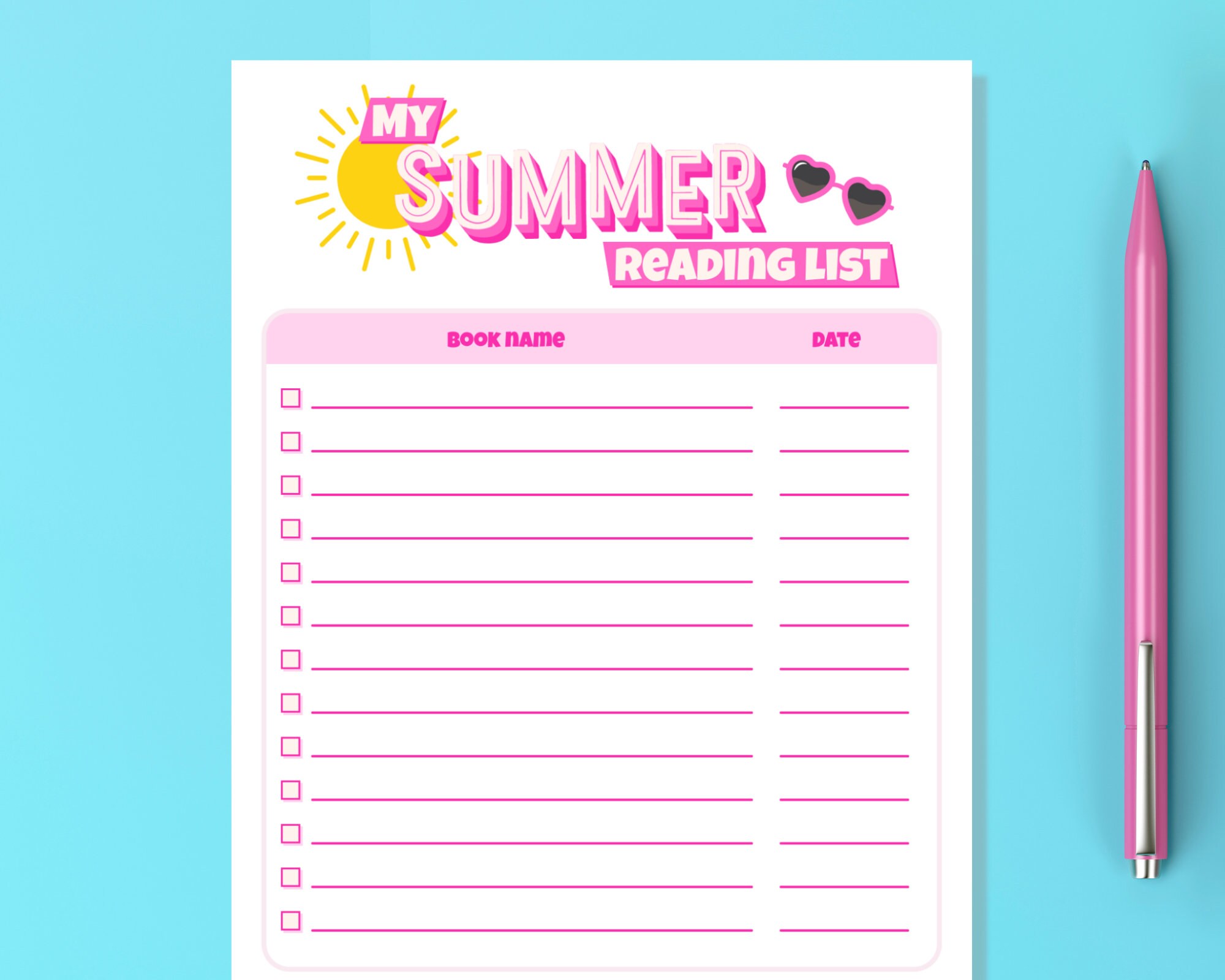Reading Tracker Summer Organizer Teen Girl Summer Book Log Kids Summer ...