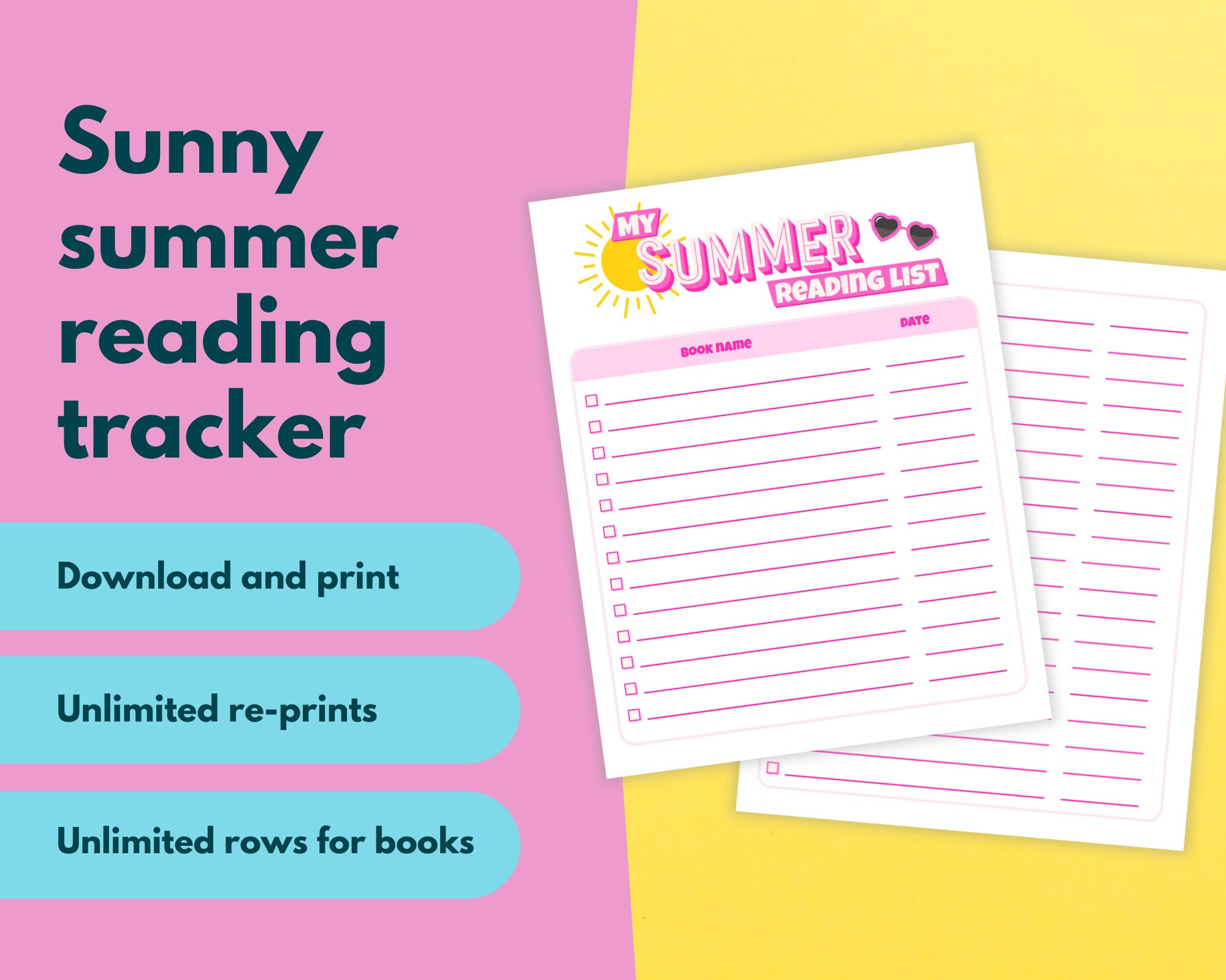 Reading Tracker Summer Organizer Teen Girl Summer Book Log Kids Summer ...