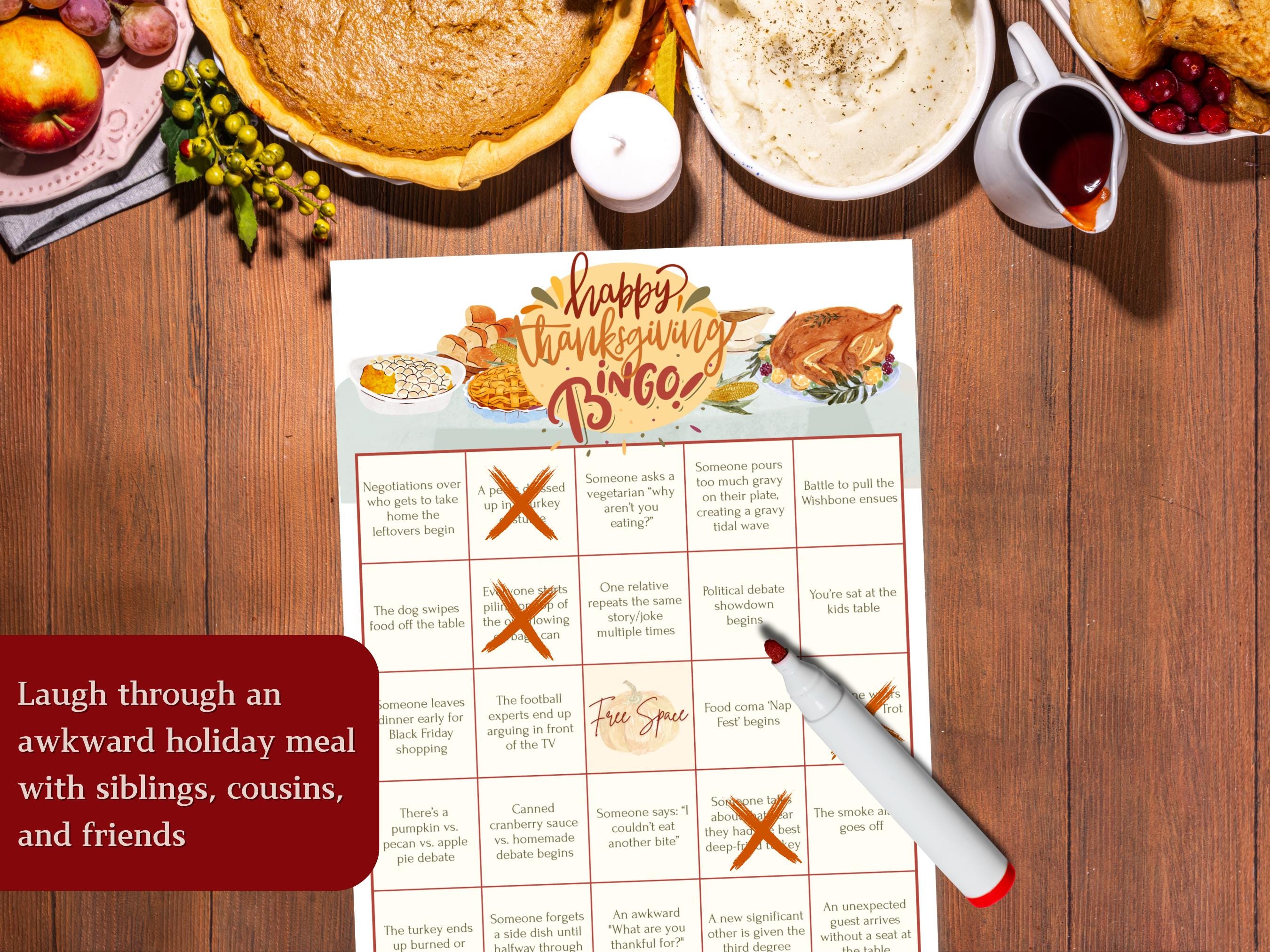 Thanksgiving Bingo Cards Printable Friendsgiving Games Cousin ...