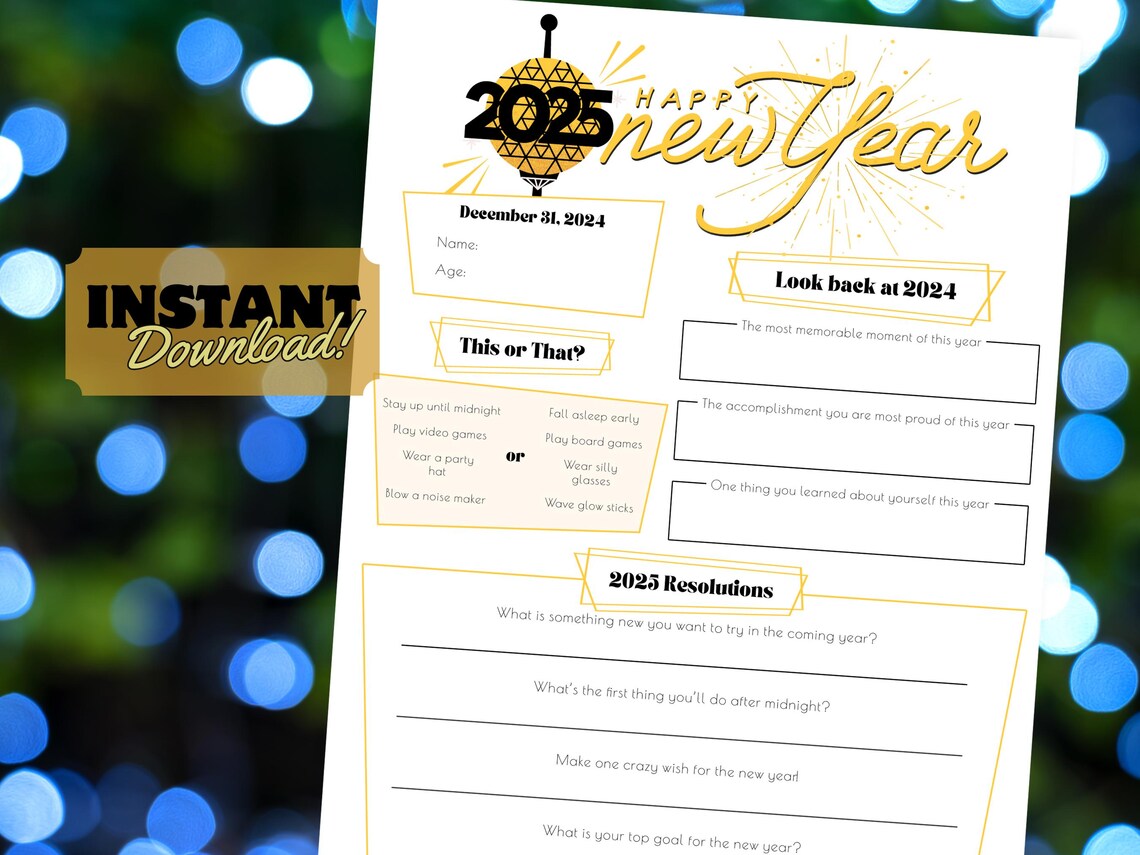 New Years Printable New Years Eve Games New Year 2025 Activity Year in ...