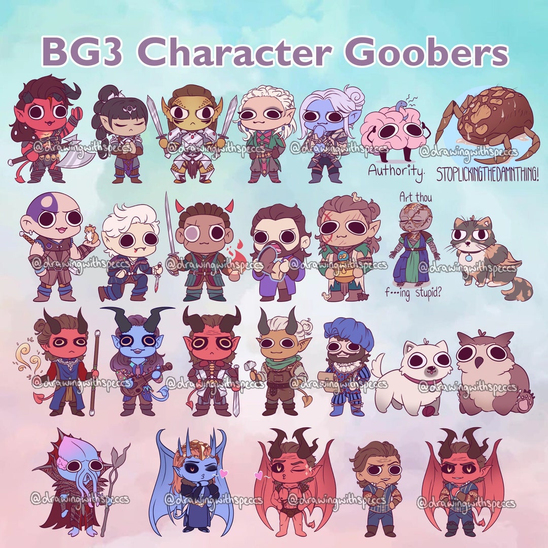 Baldur's Gate 3 Goober Character Stickers - Etsy Australia