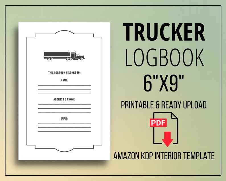 Trucker Log Book KDP Interior Commercial Use Ready to Upload PDF ...