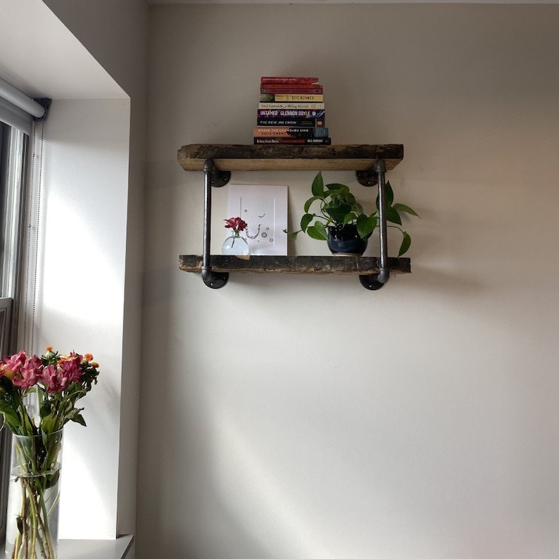 Industrial Iron Pipe Shelving, Wall Décor, Rustic Hand Made, Height and ...