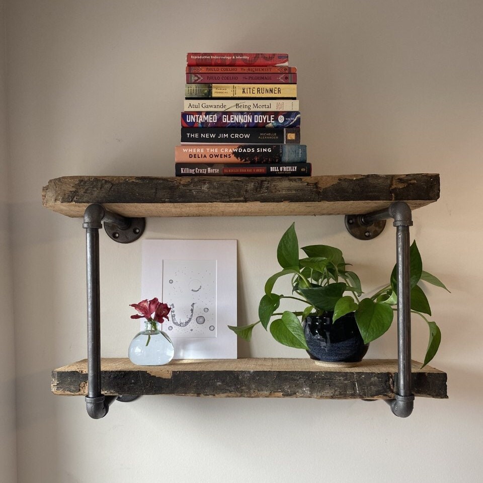 Industrial Iron Pipe Shelving, Wall Décor, Rustic Hand Made, Height and ...