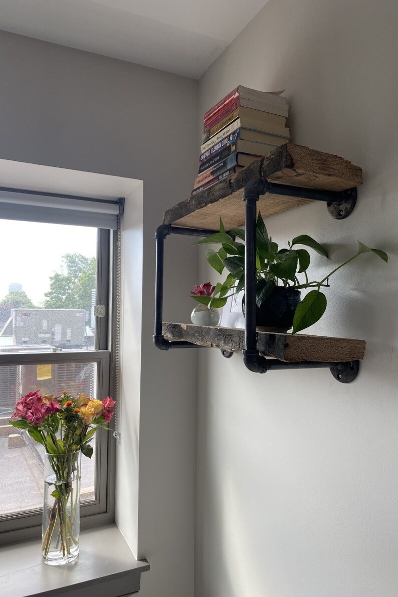 Industrial Iron Pipe Shelving, Wall Décor, Rustic Hand Made, Height and ...