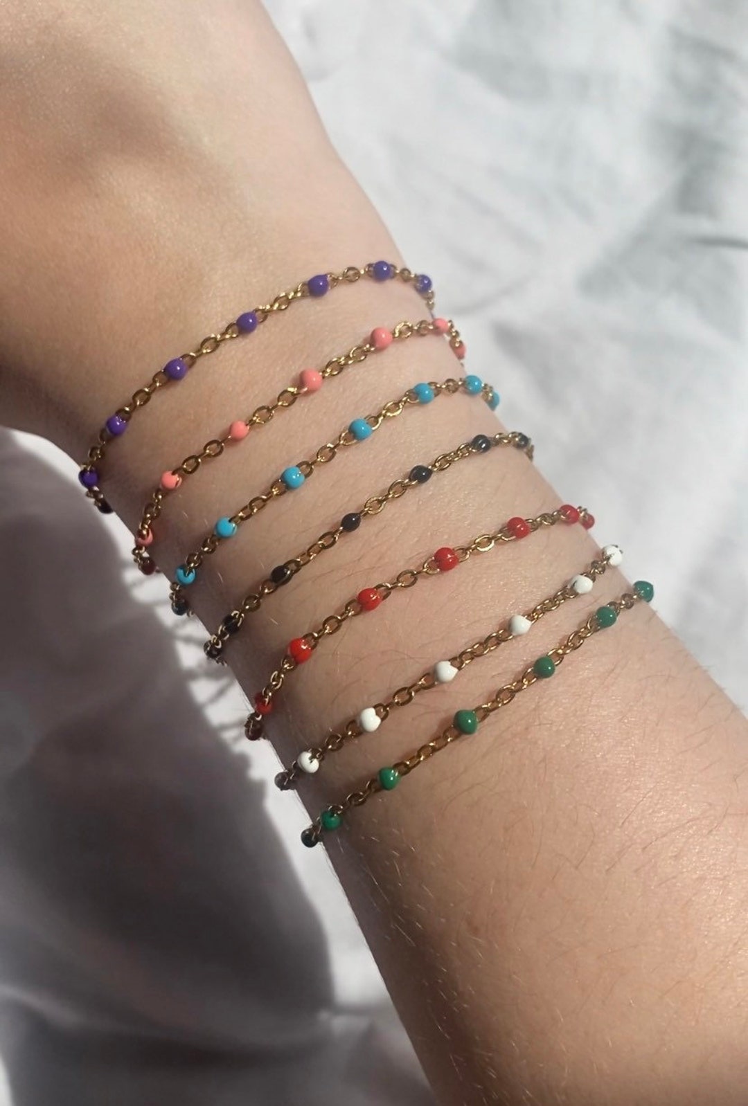 Enameled Chain Bracelets - Etsy