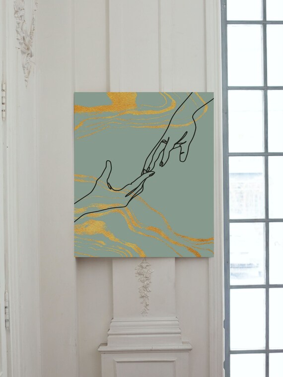 Gold Marble With Reaching Hands Digital Print - Etsy