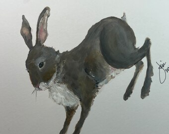 Leaping Rabbit - Original Lino Cut Print - Etsy