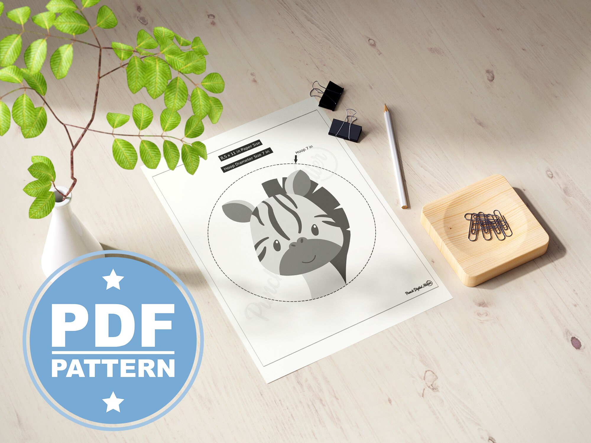 Punch Needle Embroidery Digital Pattern Zebra PATTERN ONLY Download ...