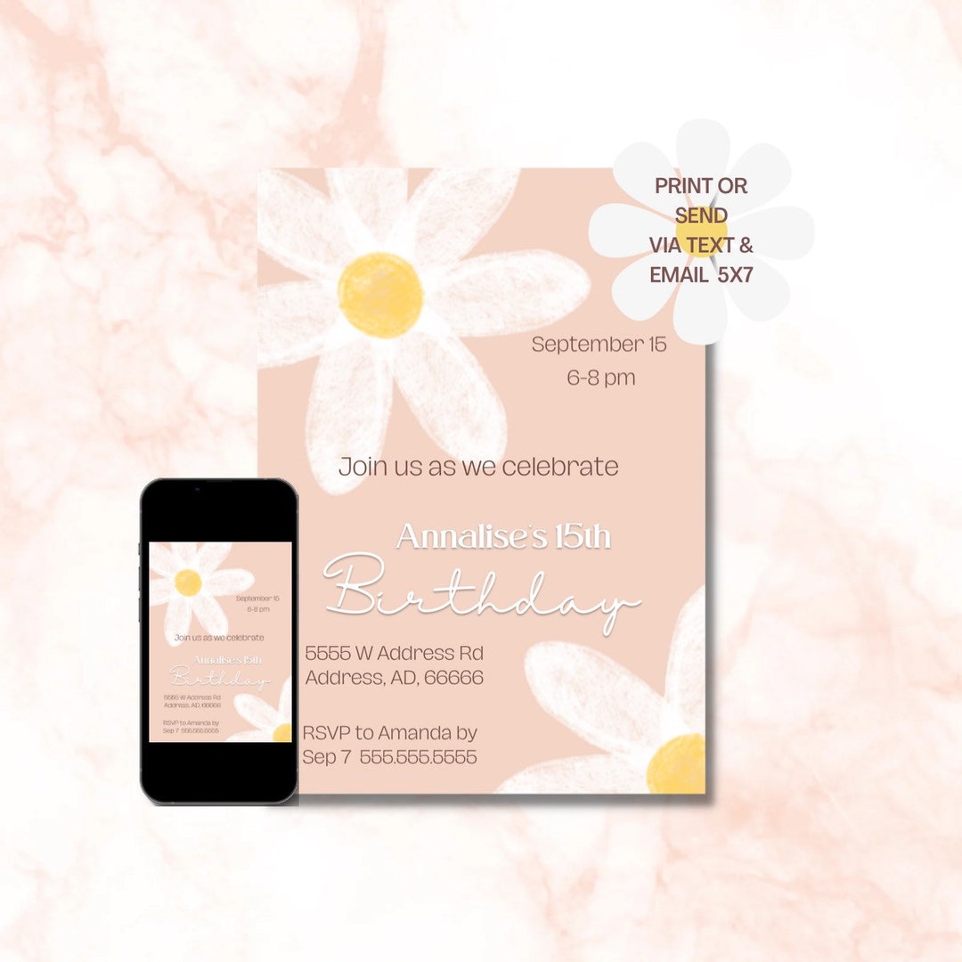 Daisy Editable Invitation - Instant Digital Download - Etsy