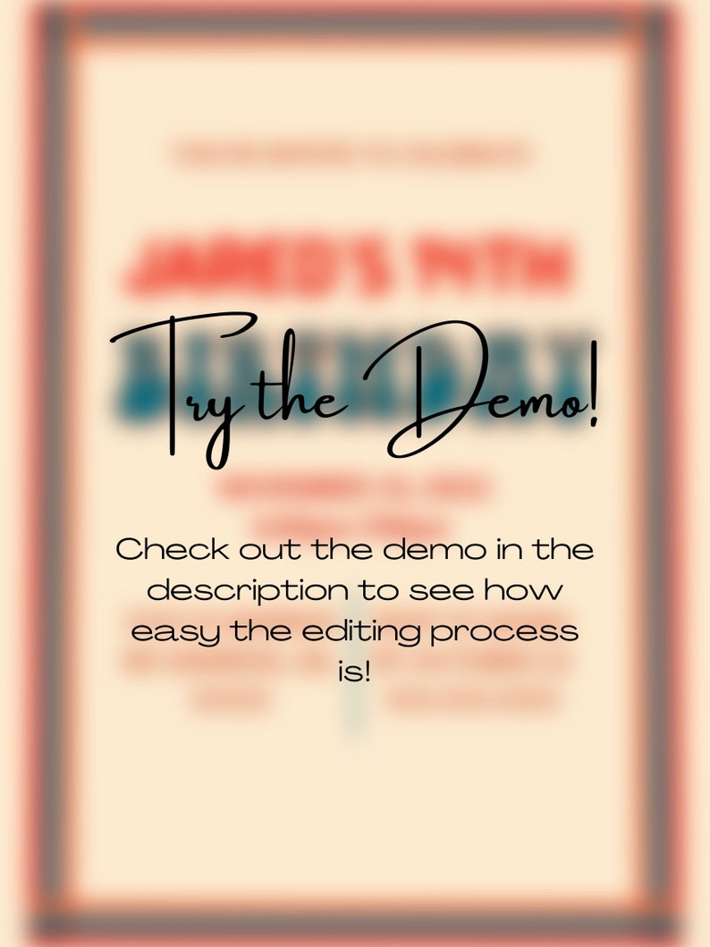 Retro Editable Boys Invitation - Instant Digital Download, Birthday ...