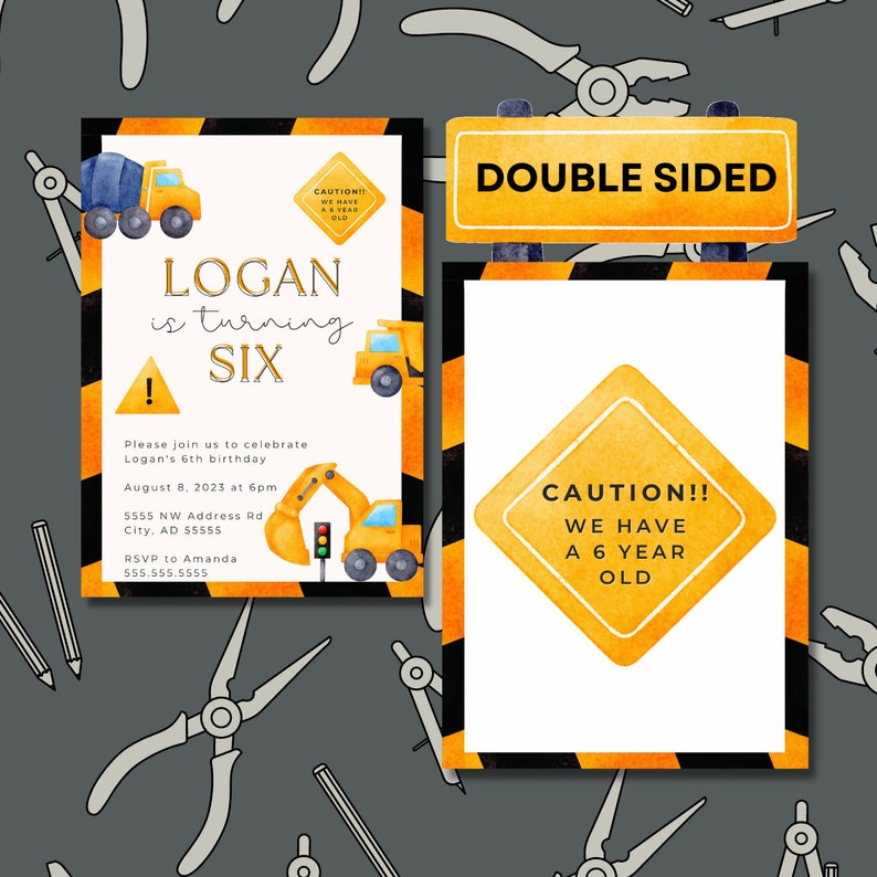 Editable Construction Invitation Digital Download, Dump Truck Party ...