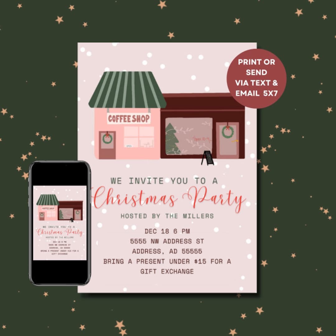 Colorful Town Christmas Party Invitation Digital Download - Etsy
