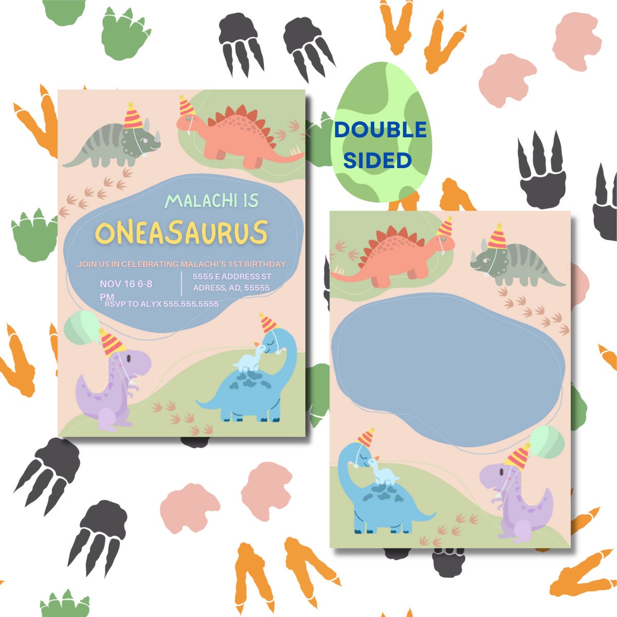 Oneasaurus First Birthday Invitation - Digital Download, Editable ...