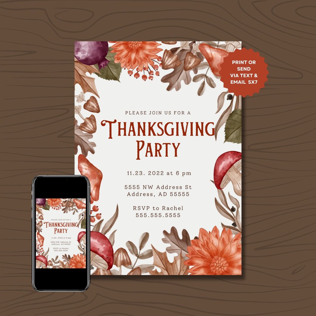 Cottage Thanksgiving Party Invitation Digital Download, Cottage Core ...
