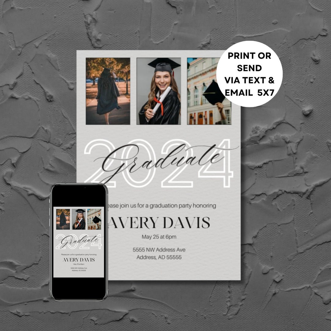 Minimal Graduation Party Invitation Senior, Aesthetic, 2024 Graduate ...