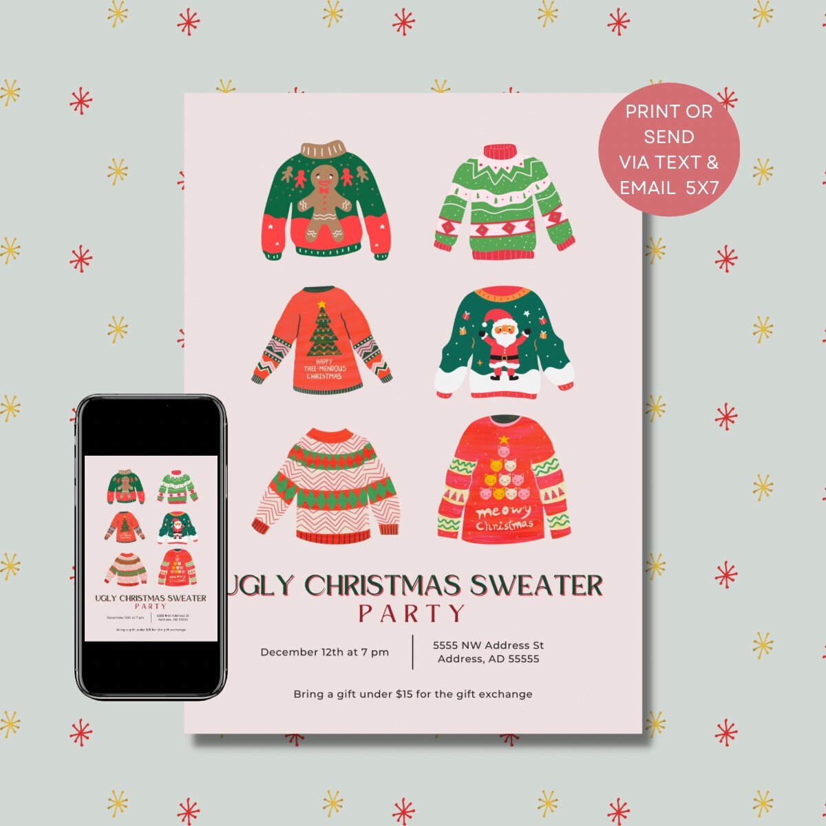 Ugly Christmas Sweater Party Invitation Digital Download - Etsy