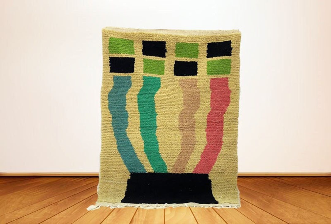 Moroccan Colorful Fire Smoke Sofa Rug, Luxurious Boujaad Premium ...