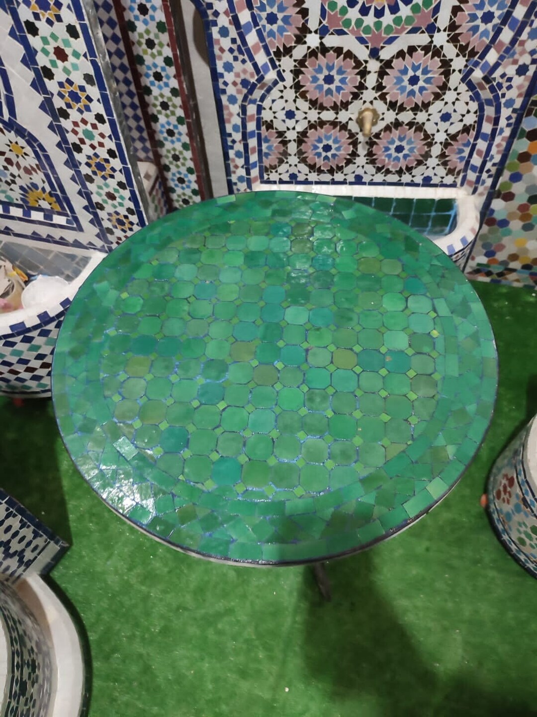 Moroccan Luxurious Mosaic Handcraft Garden Table, Atlas Mountain Green ...