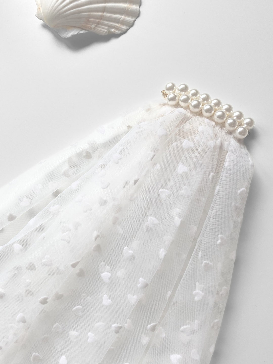 Hen Party Veil Heart Veil on Comb Bridal Shower Veil Pearl - Etsy