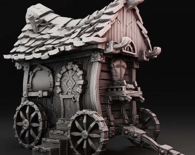 6x Middle Ages Style Buildings and Props for 3D Printing 28mm Scale STL ...