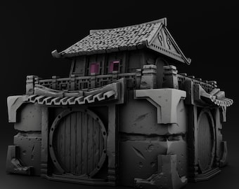 6x Middle Ages Style Buildings and Props for 3D Printing 28mm Scale STL ...