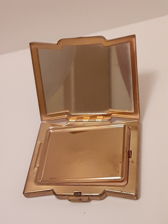 Vintage 1950s Volupte Brass Art Deco Compact, Volupte… - Gem