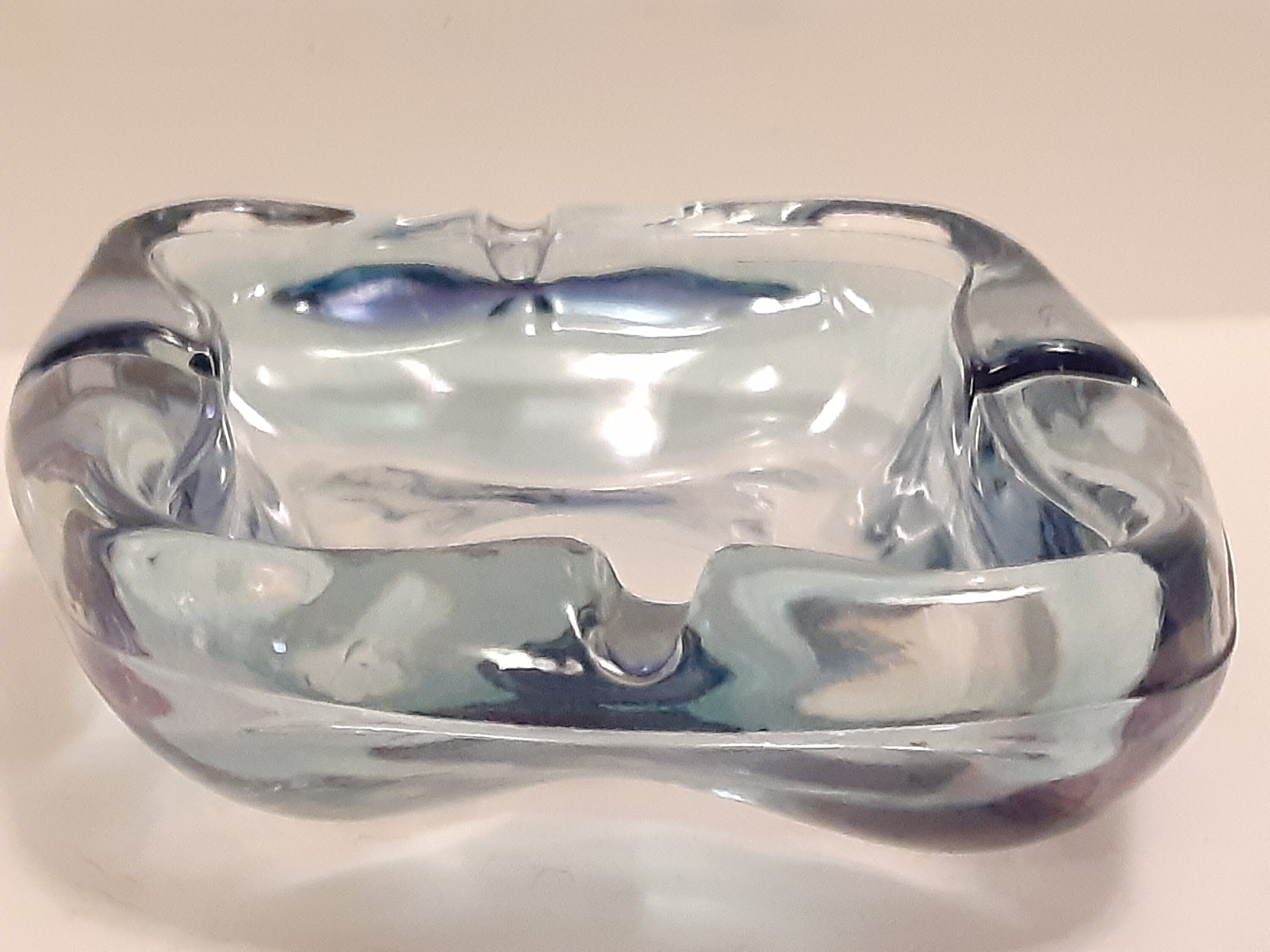 Vintage MCM Thick Blue Glass Atomic Ashtray, Mid-century Modern Blue ...