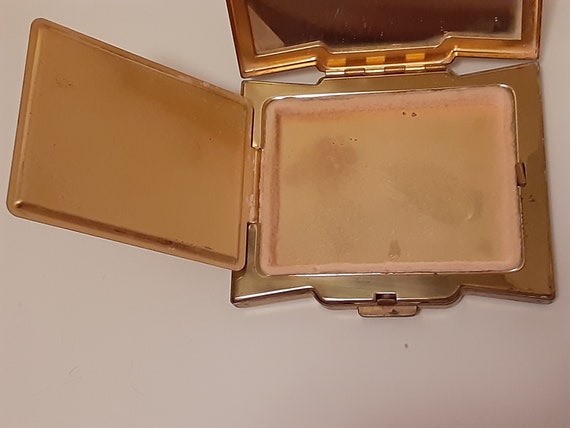 Vintage 1950s Volupte Brass Art Deco Compact, Volupte… - Gem