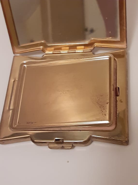 Vintage 1950s Volupte Brass Art Deco Compact, Volupte… - Gem