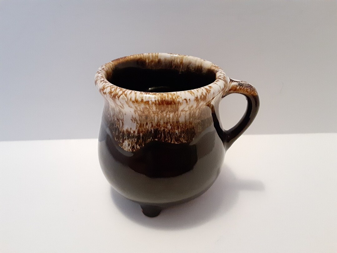 Vintage Brown Drip Cauldron Coffee Mug, Footed Coffee Mug, Brown ...
