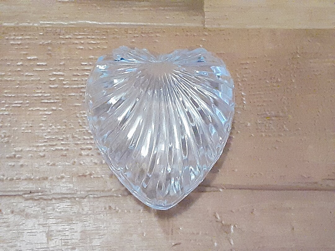Vintage Italian Lead Crystal Heart Shaped Trinket Jewelry Box by Royal ...