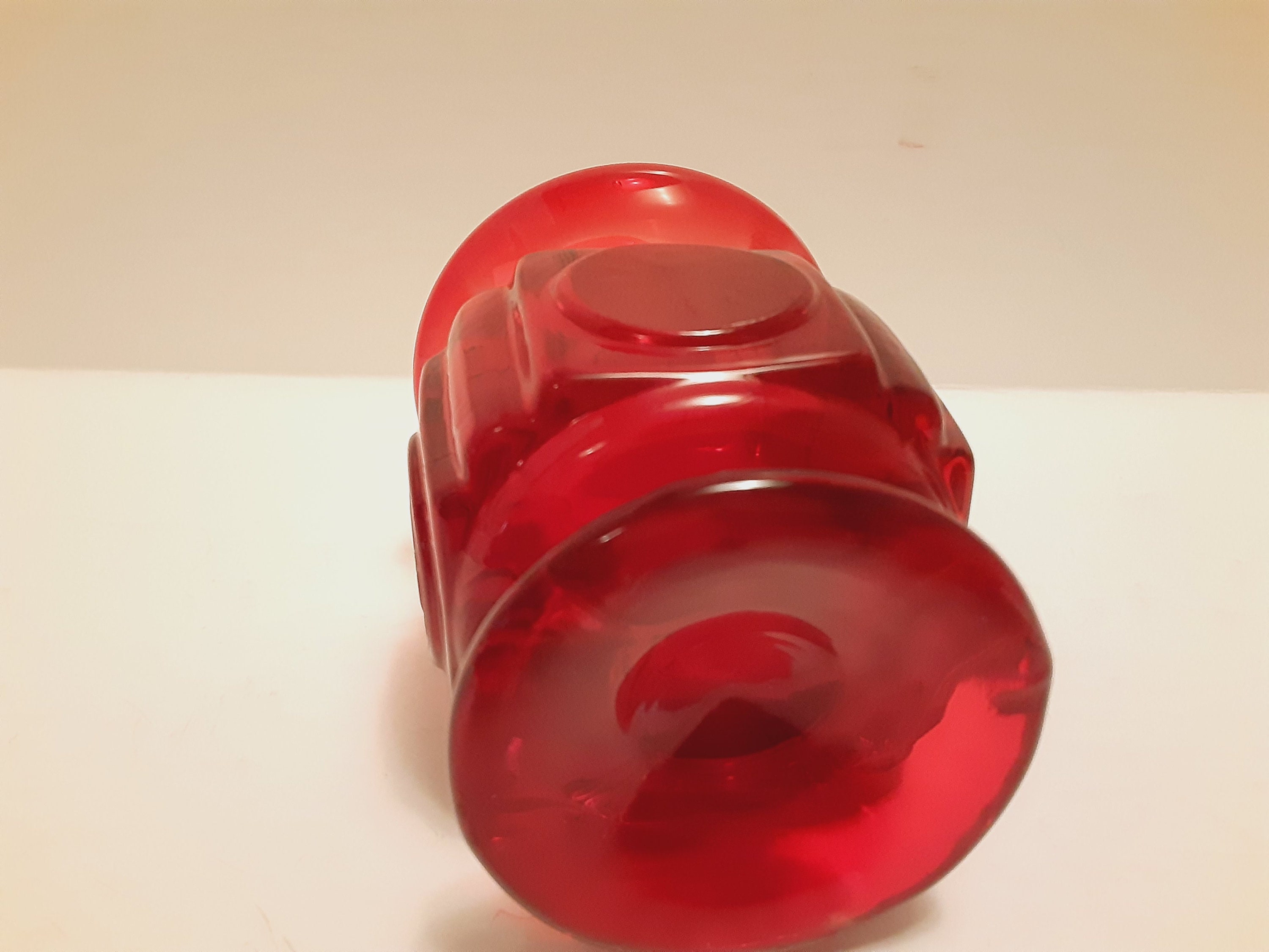 Vintage 1960s Fostoria Ruby Red Coin Glass Vase - Etsy