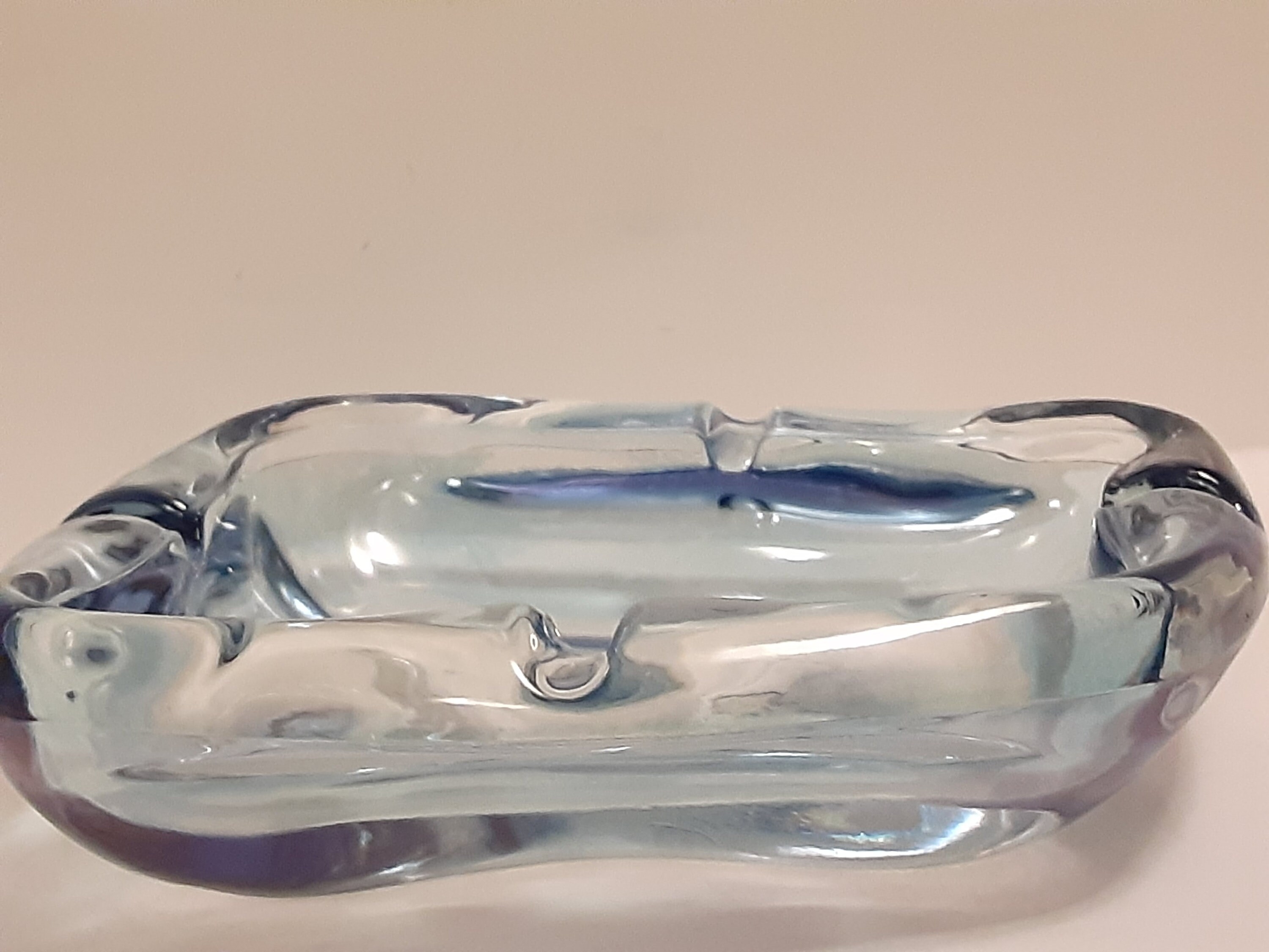 Vintage MCM Thick Blue Glass Atomic Ashtray, Mid-century Modern Blue ...