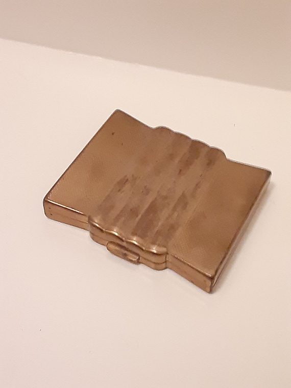 Vintage 1950s Volupte Brass Art Deco Compact, Volupte… - Gem