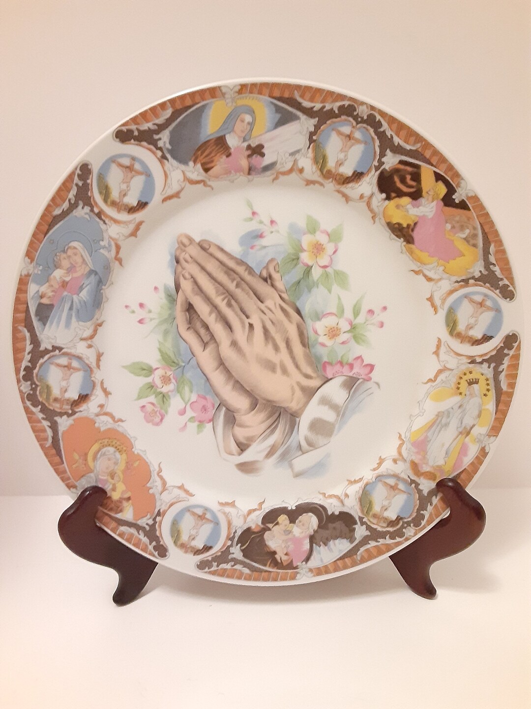 Vintage Stages of Christ Porcelain Plate, Praying Hands Plate ...