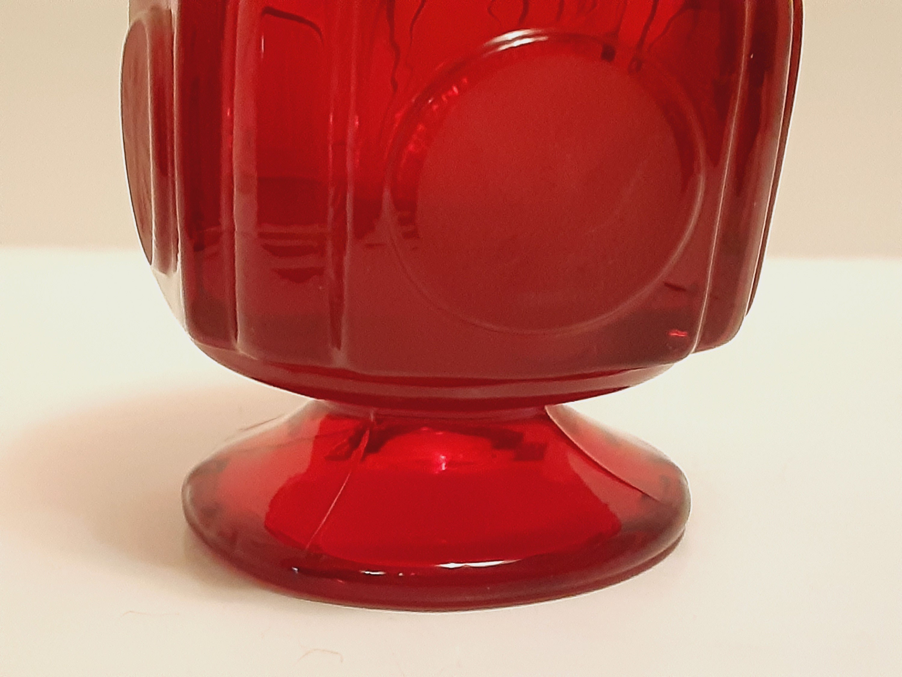 Vintage 1960s Fostoria Ruby Red Coin Glass Vase - Etsy