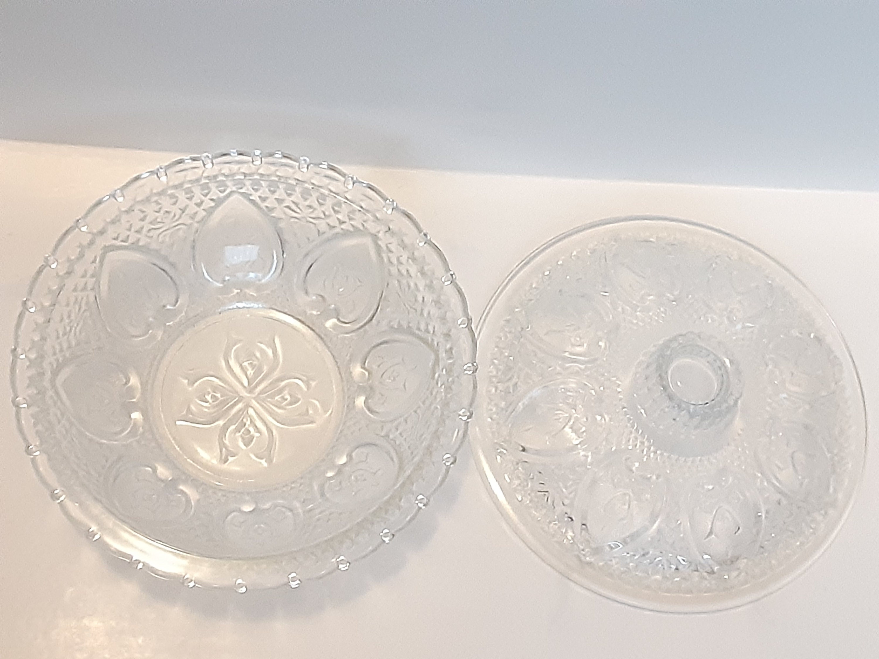 Vintage Pasari Heart Pattern Clear Glass Lidded Serving Bowl Etsy