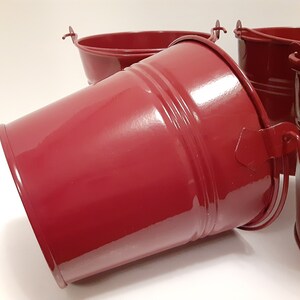 Vintage Set of 4 Red Metal Buckets/pails With Handles, Decorative ...