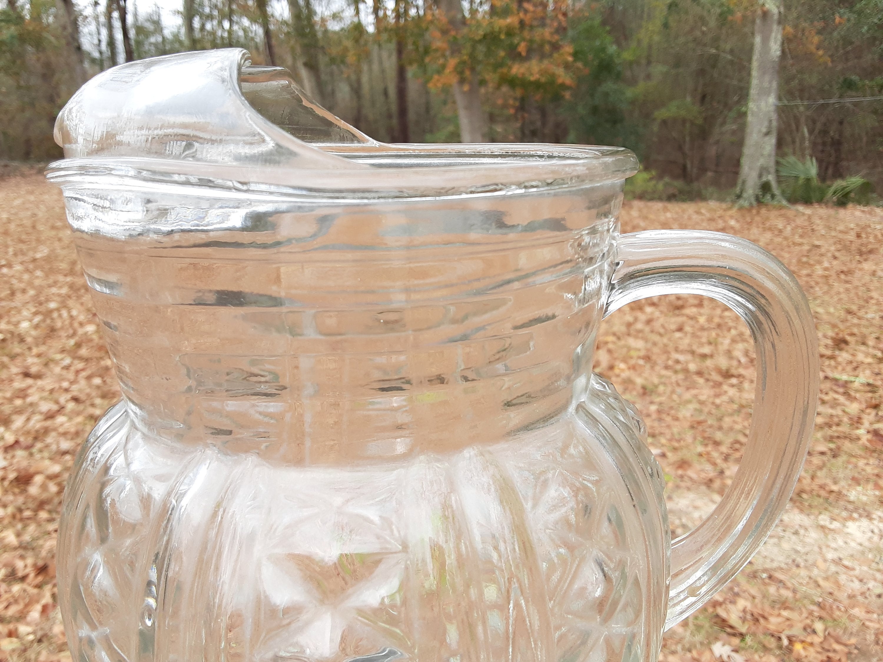 Vintage Hazel Atlas Clear Diamond and Bar Pattern Pitcher, Tea Pitcher ...