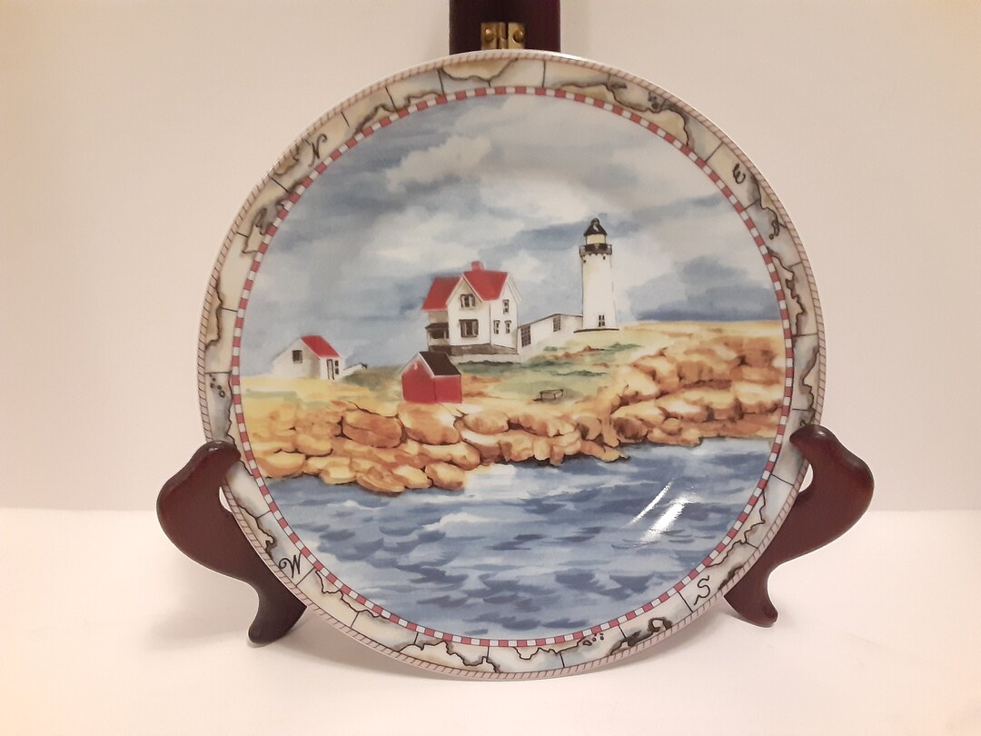 Vintage 8 Inch Decorative Lighthouse Scene Porcelain Plate Featuring ...