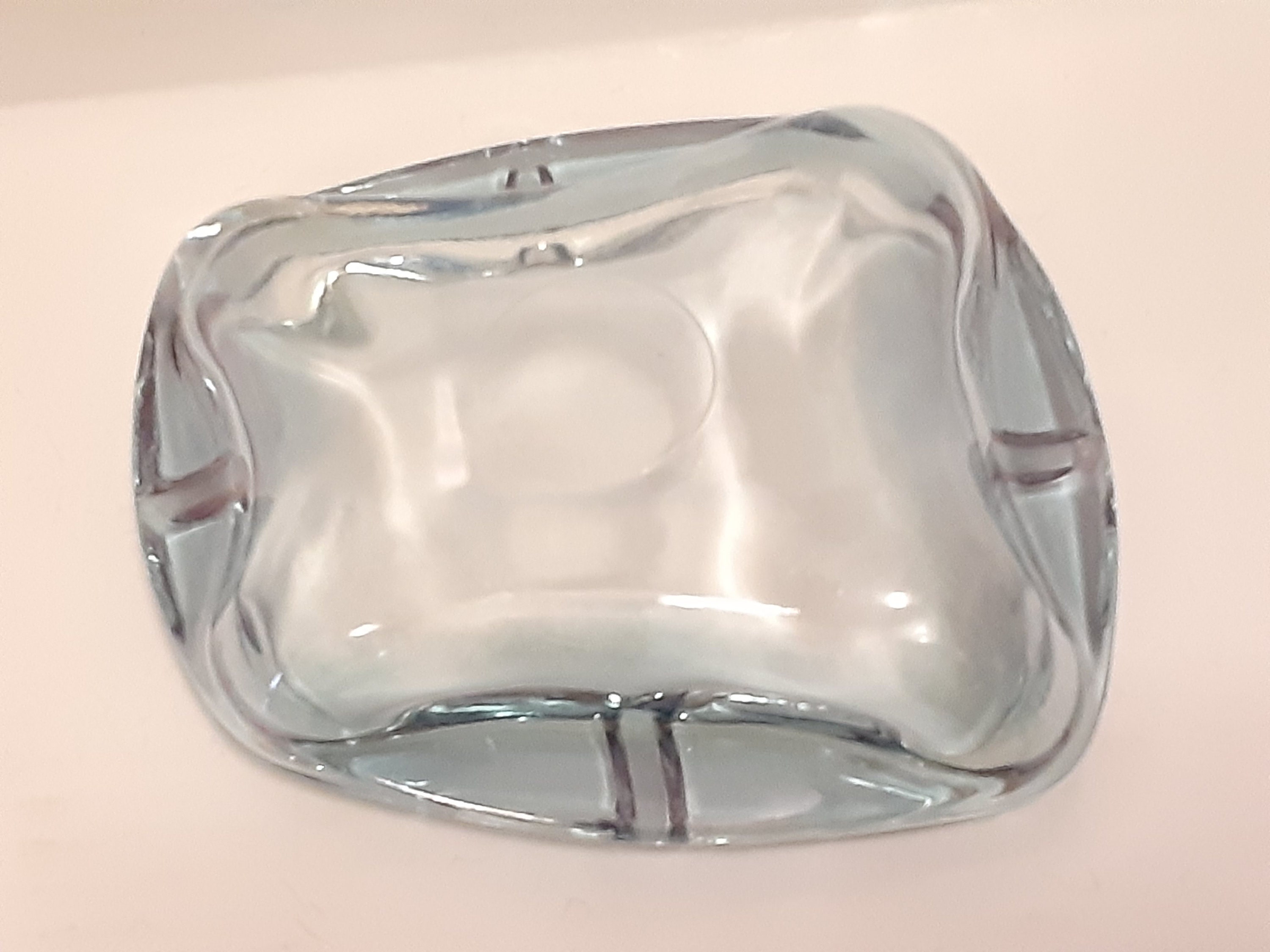 Vintage MCM Thick Blue Glass Atomic Ashtray, Mid-century Modern Blue ...