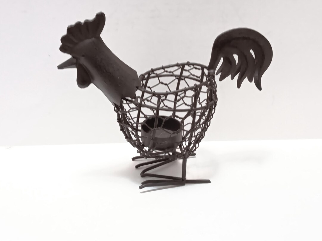 Vintage Metal Wire Rooster Chicken Tea Light Candle Holder 8"x7"x3 ...