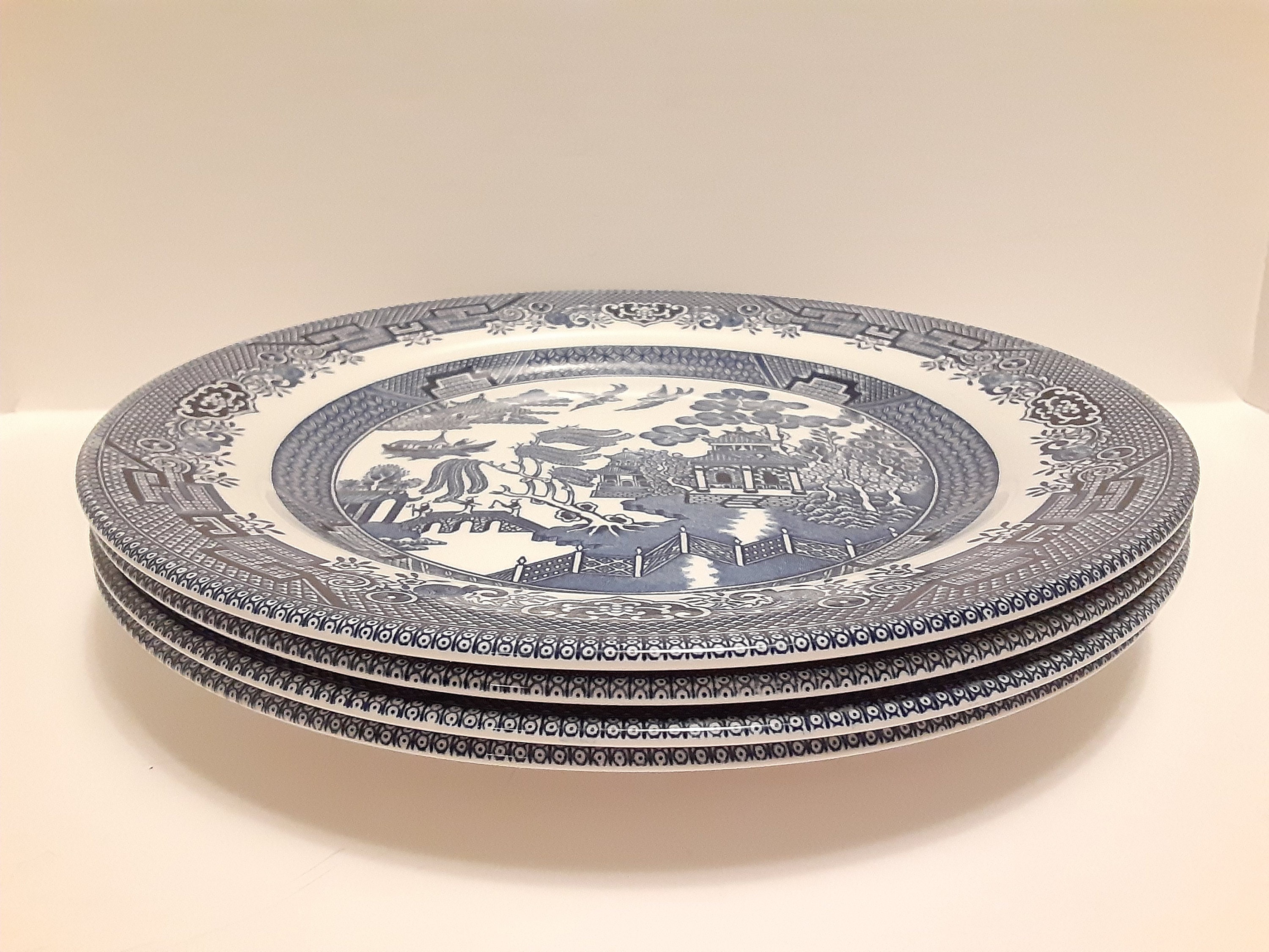 Vintage Churchill Blue Willow Pattern Dinner Plates X4 Fine - Etsy